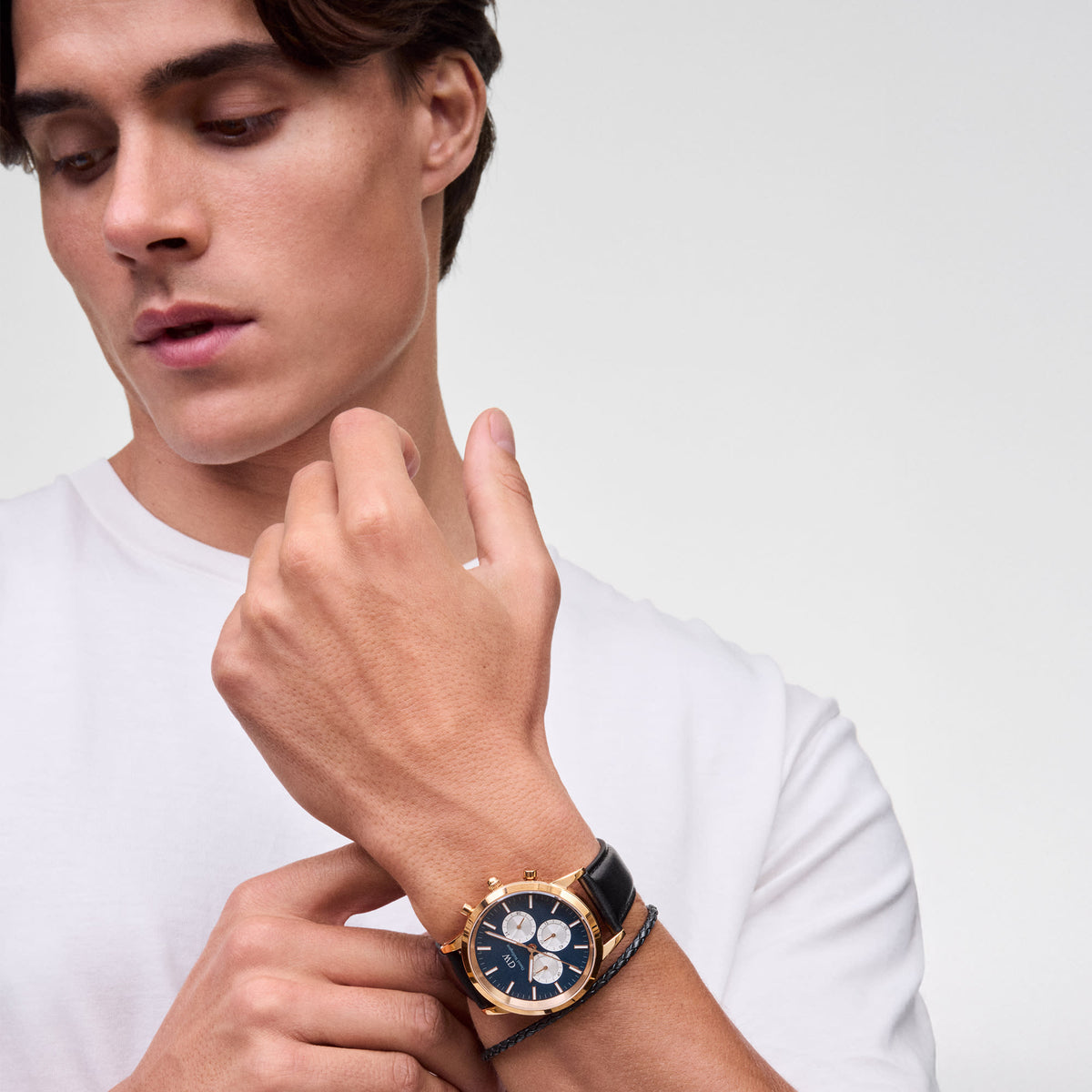 Quadro Pressed Evergold - Gold Watch with Green Dial | DW