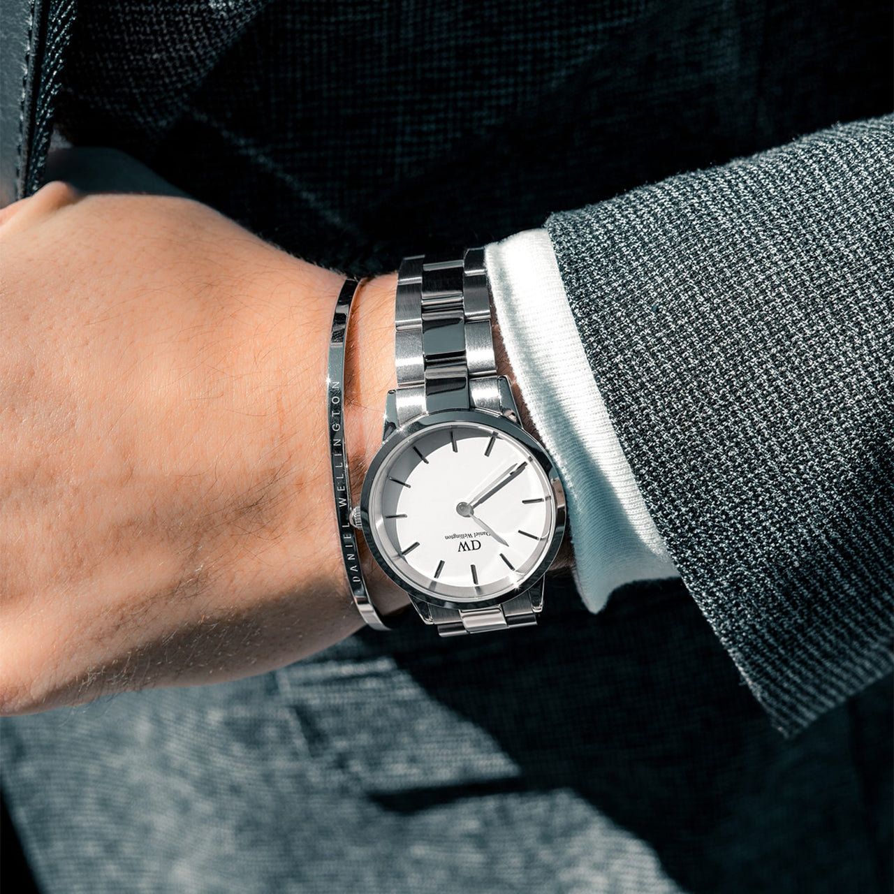 Iconic Link - Silver watch with White dial 36mm | DW